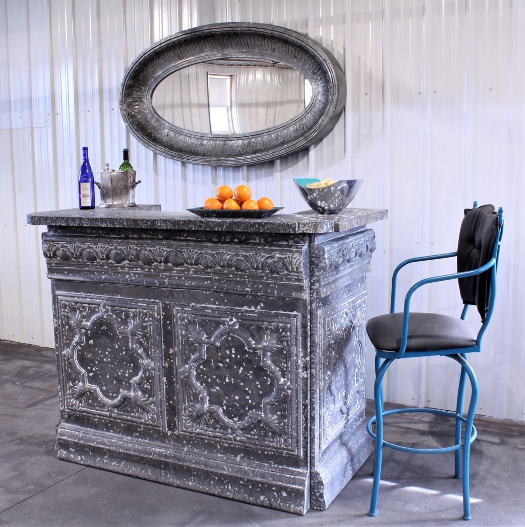 Vintage Look Metal Bar - Cocktail Serving Counter