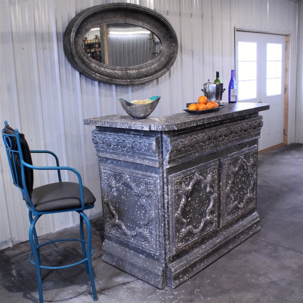 Vintage Look Metal Bar - Cocktail Serving Counter