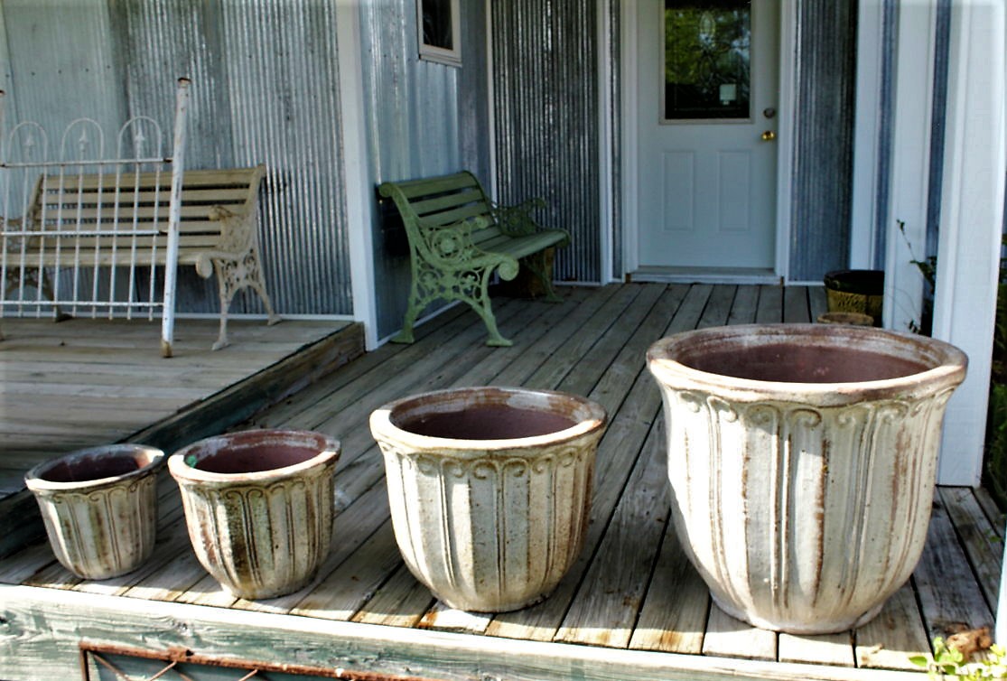 Large Planter - Rustic Prescott Molded Pottery Flower Pot