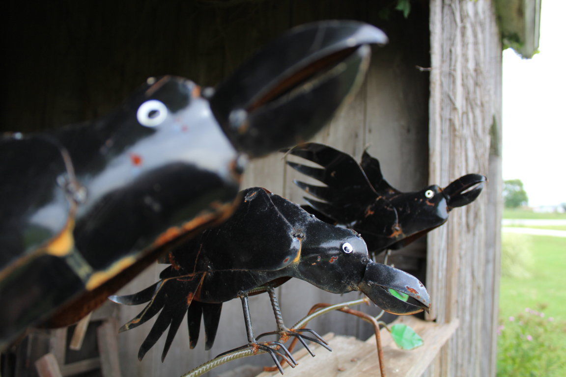 Recycled Metal 3 Crows Yard Art Lawn Decor