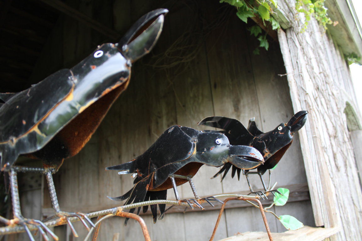 Recycled Metal 3 Crows Yard Art Lawn Decor
