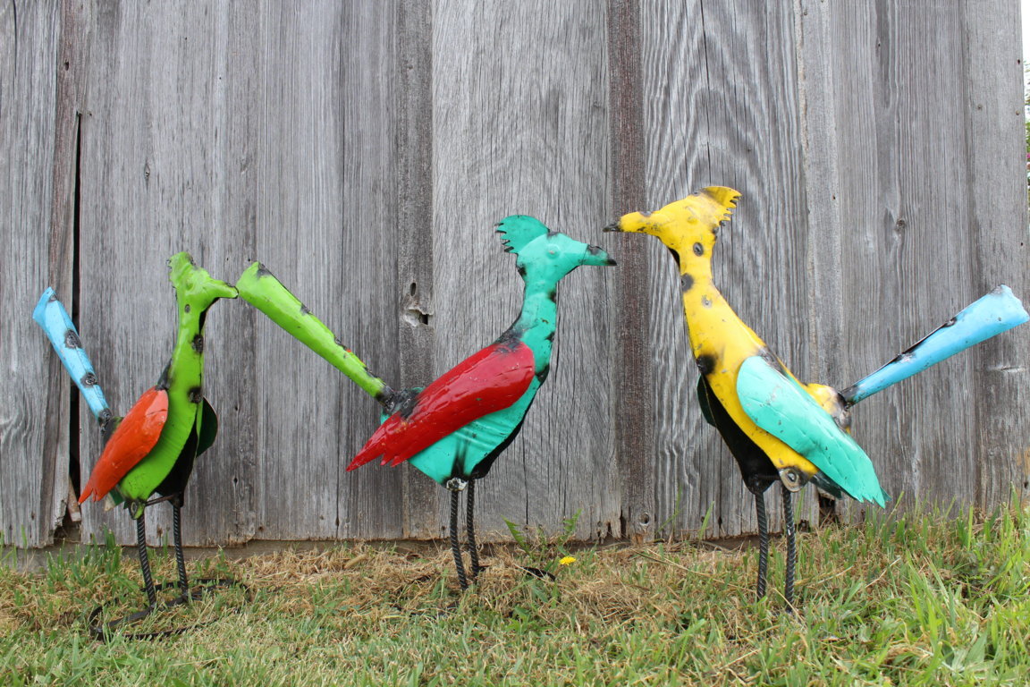 Recycled Metal Colorful Roadrunner Yard Art
