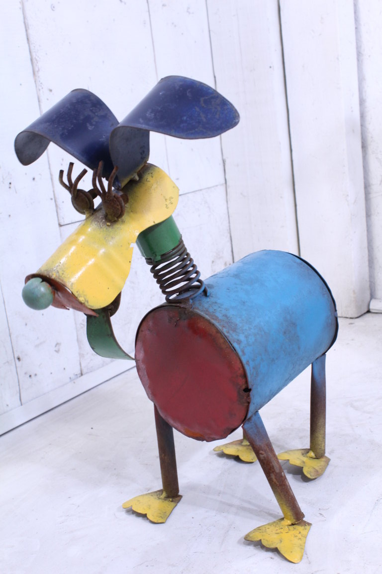 Recycled Metal Dogs in 3 Sizes Yard Decorations