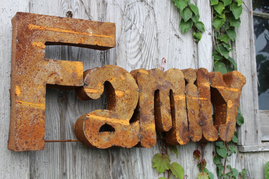 Recycled Metal Family Sign - Rustic Wall Decor