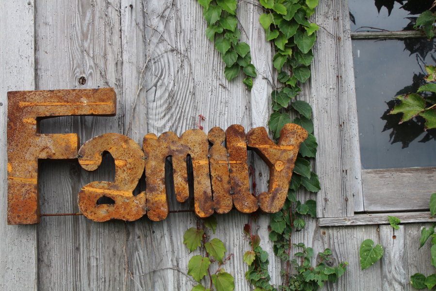 Recycled Metal Family Sign - Rustic Wall Decor