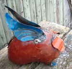 Recycled Metal Flying Pig - Small Flying Pig Art