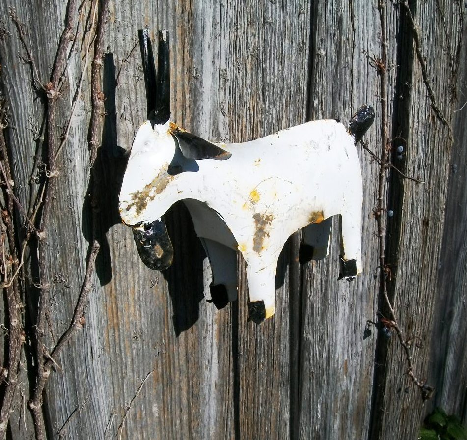 Recycled Metal Goat Yard Stake Lawn Ornament