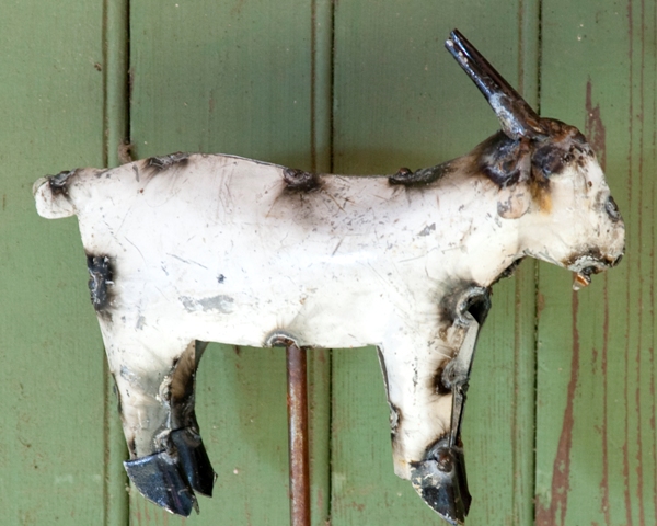 Recycled Metal Goat Yard Stake Lawn Ornament