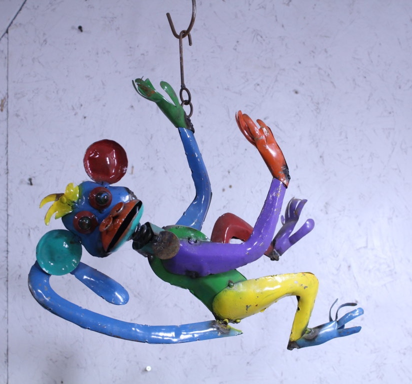 Recycled Metal Monkey Colorfull Yard Art