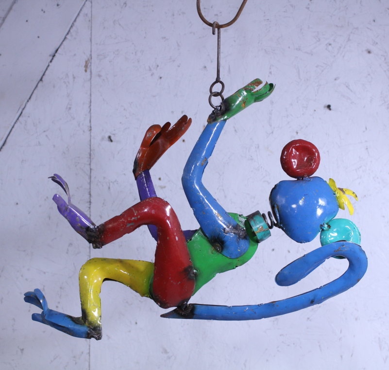 Recycled Metal Monkey Colorfull Yard Art