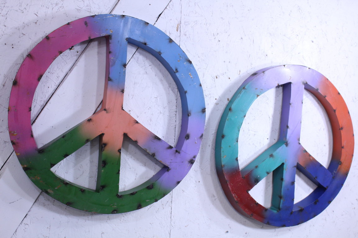 Recycled Metal Peace Sign Nuclear Disarmament Symbol