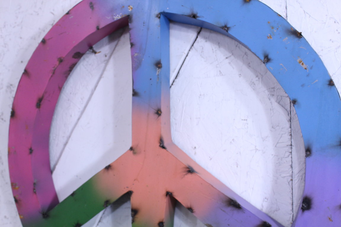 Recycled Metal Peace Sign Nuclear Disarmament Symbol