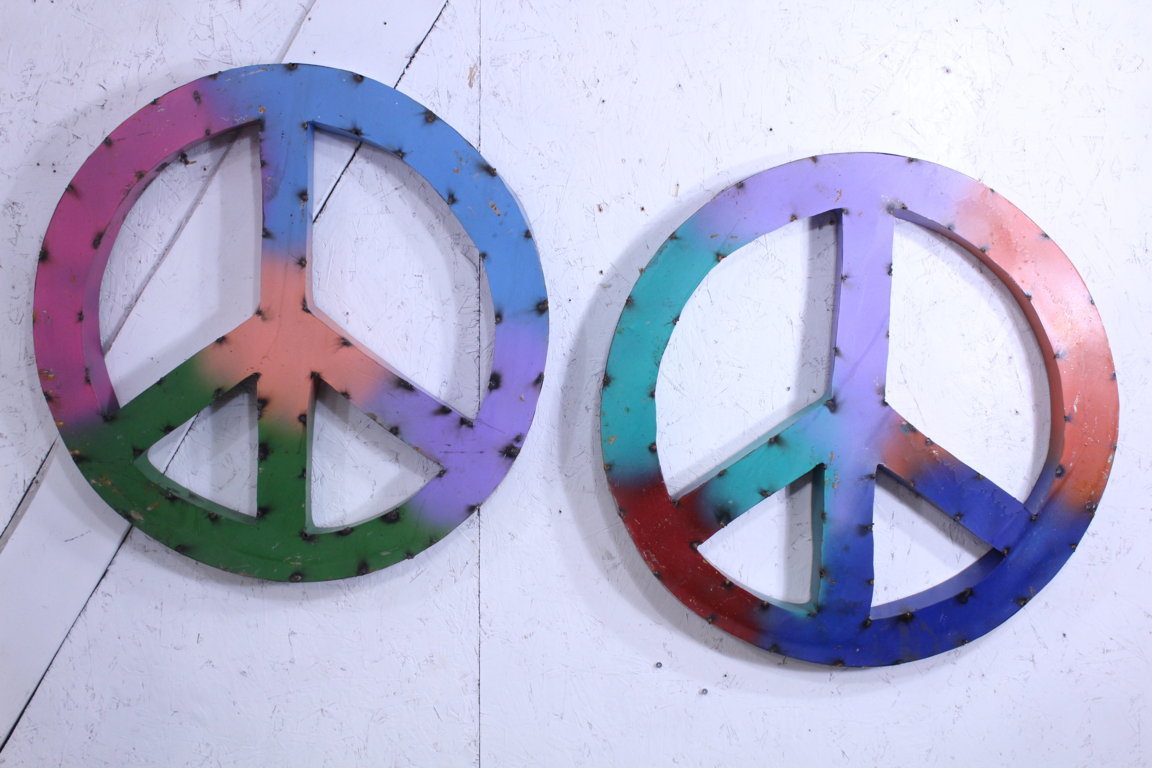 Recycled Metal Peace Sign Nuclear Disarmament Symbol