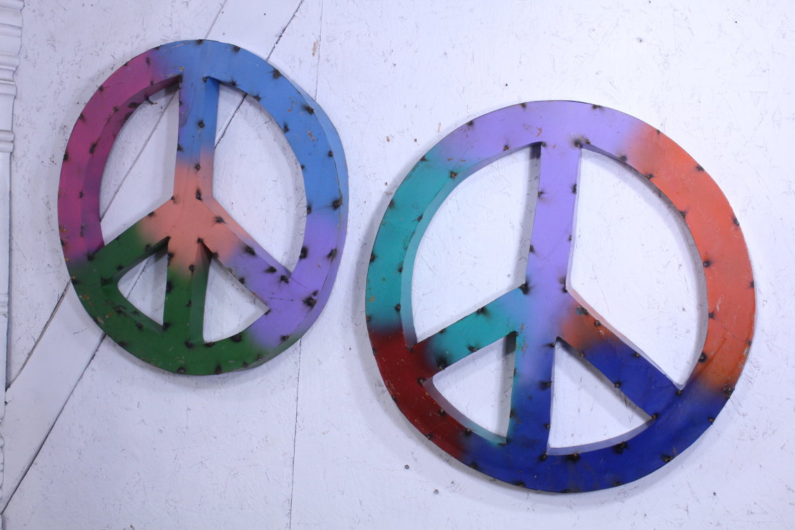 Recycled Metal Peace Sign Nuclear Disarmament Symbol