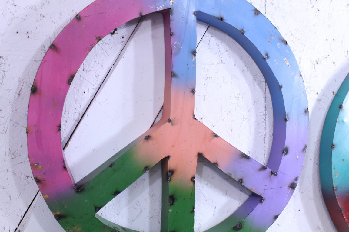 Recycled Metal Peace Sign Nuclear Disarmament Symbol