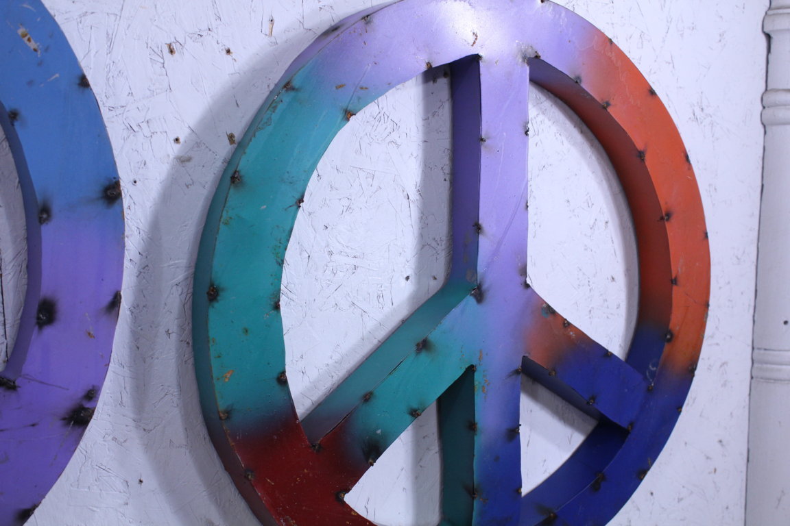 Recycled Metal Peace Sign Nuclear Disarmament Symbol