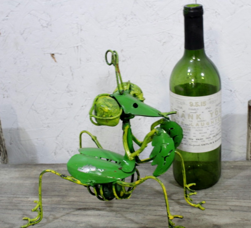 17" Recycled Metal Praying Mantis Garden Decor