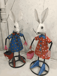 34" Recycled Metal Rabbit Easter Bunny Lawn Decor