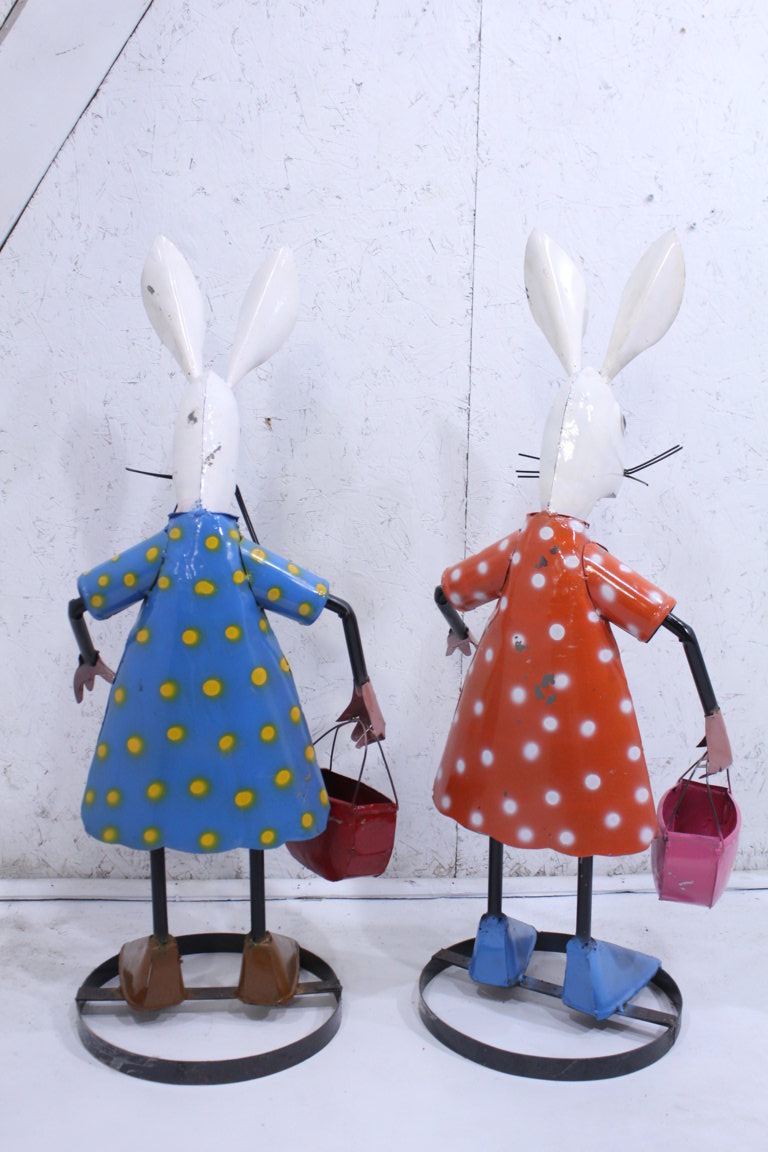 34" Recycled Metal Rabbit Easter Bunny Lawn Decor