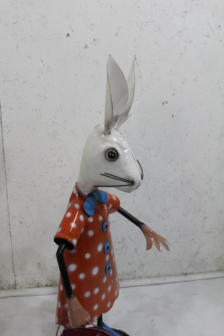 34" Recycled Metal Rabbit Easter Bunny Lawn Decor