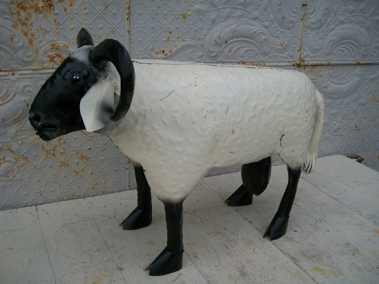 Recycled Metal Ram Sheep Yard Decor