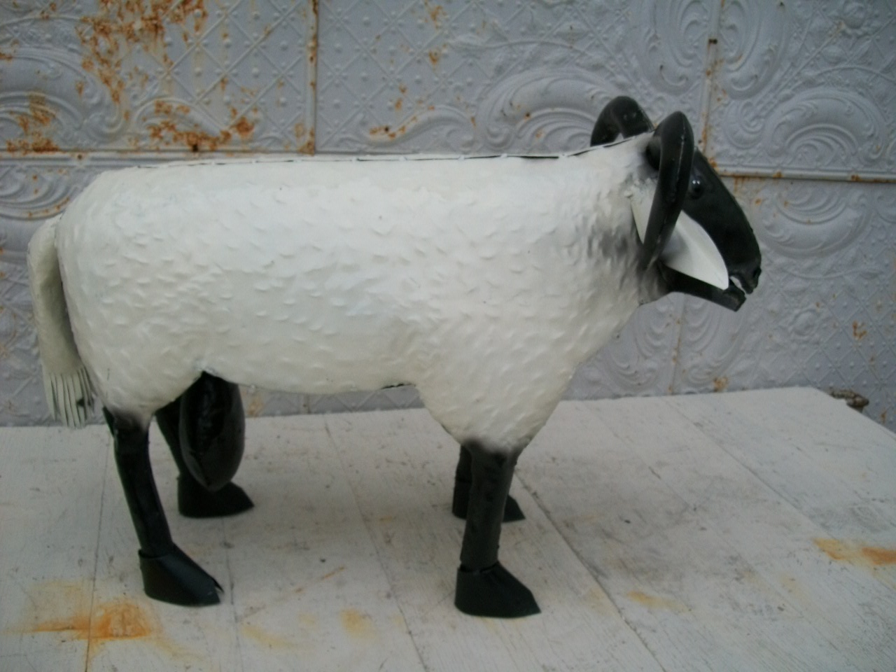 Recycled Metal Ram Sheep Yard Decor