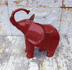 Recycled Scrap Metal Red Elephant