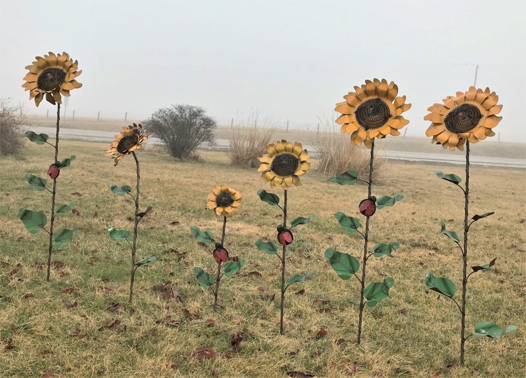 Recycled Metal Sunflowers Stakes - 4 Sizes of Garden Stakes