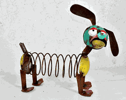 Recycled Metal Dog Sculpture - Tilford Toy Dog Garden Art
