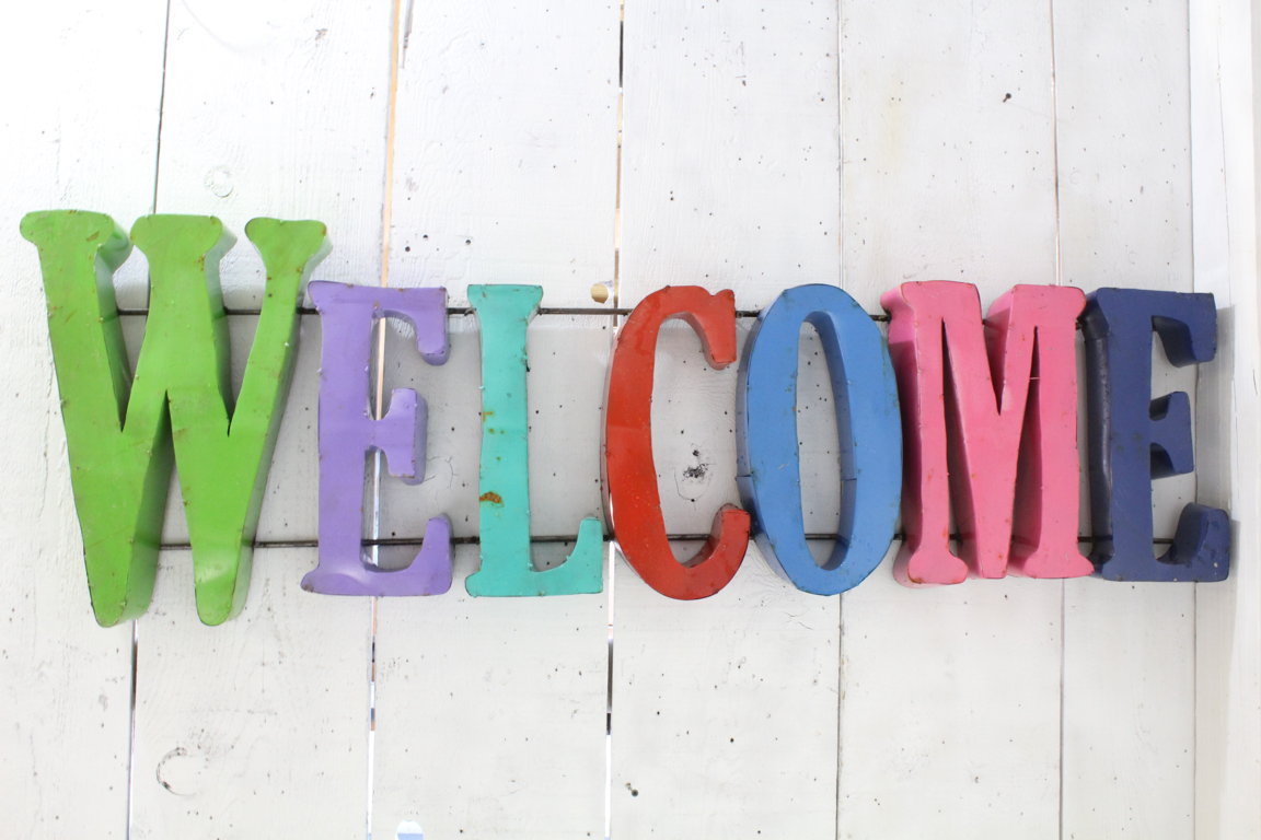 Recycled Metal Welcome Sign Decorative Wall Art