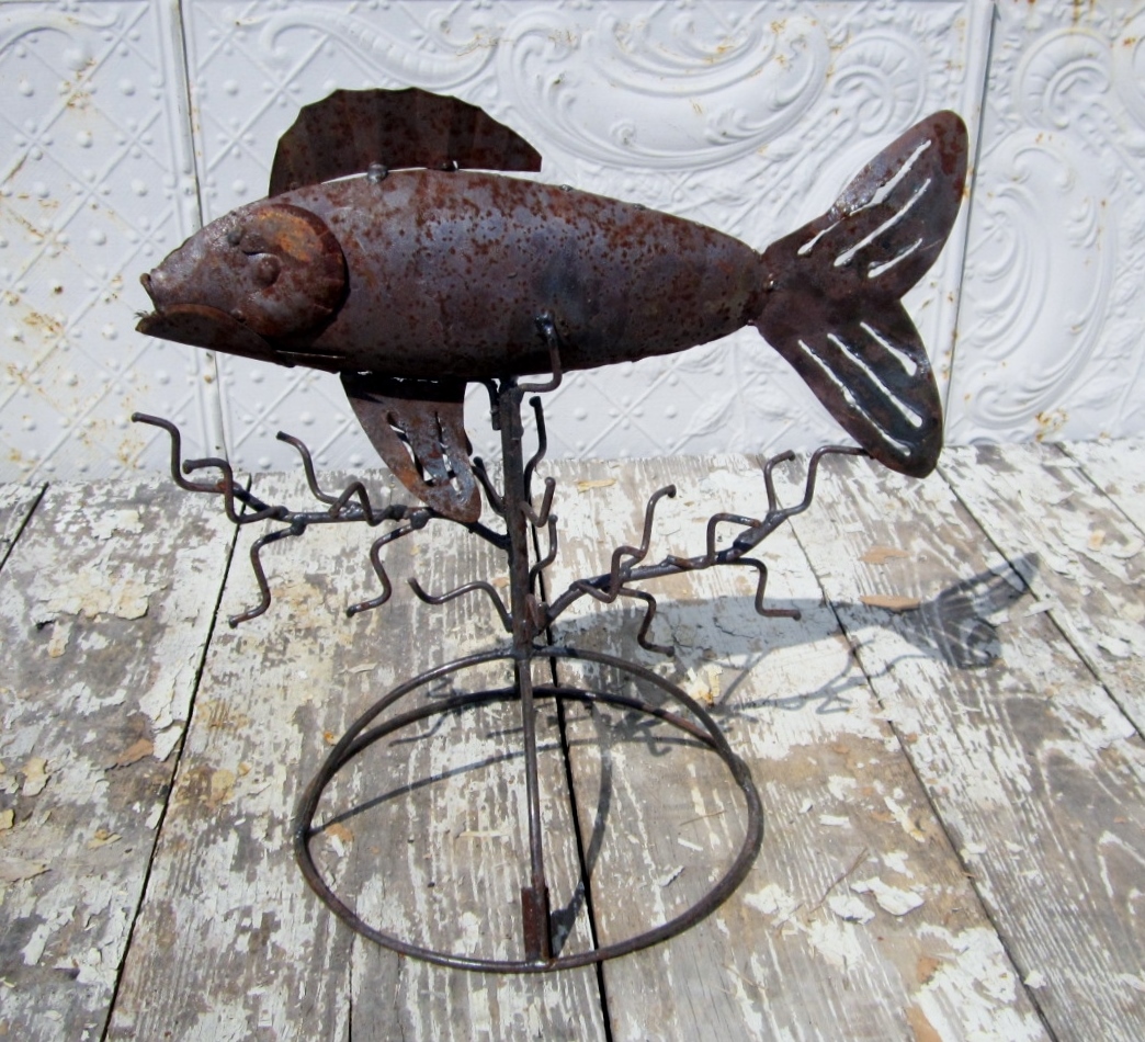 Rustic Metal Fish on a Stand