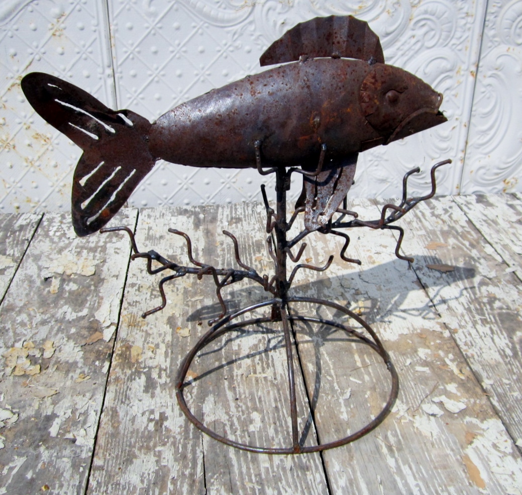 Rustic Metal Fish on a Stand
