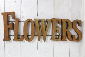 Rustic Metal Flowers Sign Hanging Wall Art