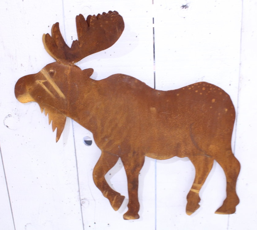 30" Tall Rustic Metal Moose Hunting Cabin or Lodge Look Wall Art