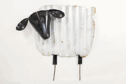 Rustic Ribbed Metal Sanfred Sheep Garden Stake