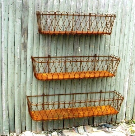 Rustic Tin Bottom Wrought Iron Window Boxes