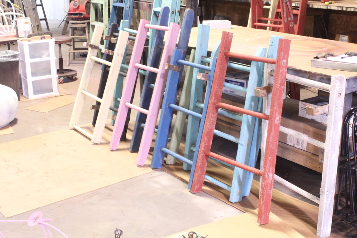 Rustic Vintage 3 Rung Wooden Ladder