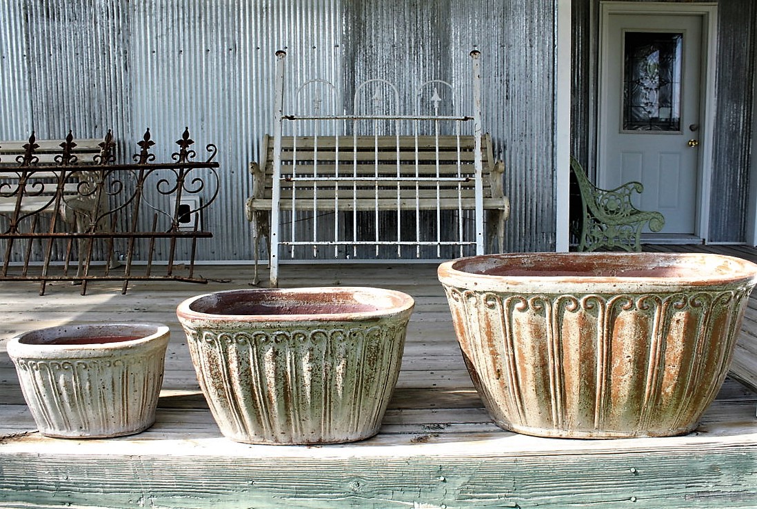 Rustic Wheaton Pottery - Large Outdoor Planter