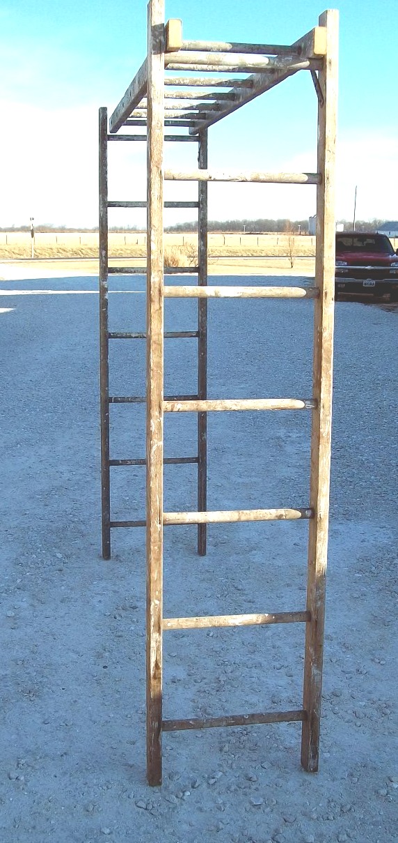 Rustic Wooden Ladder Arbor - Three 7 Rung Ladders OUT OF STOCK
