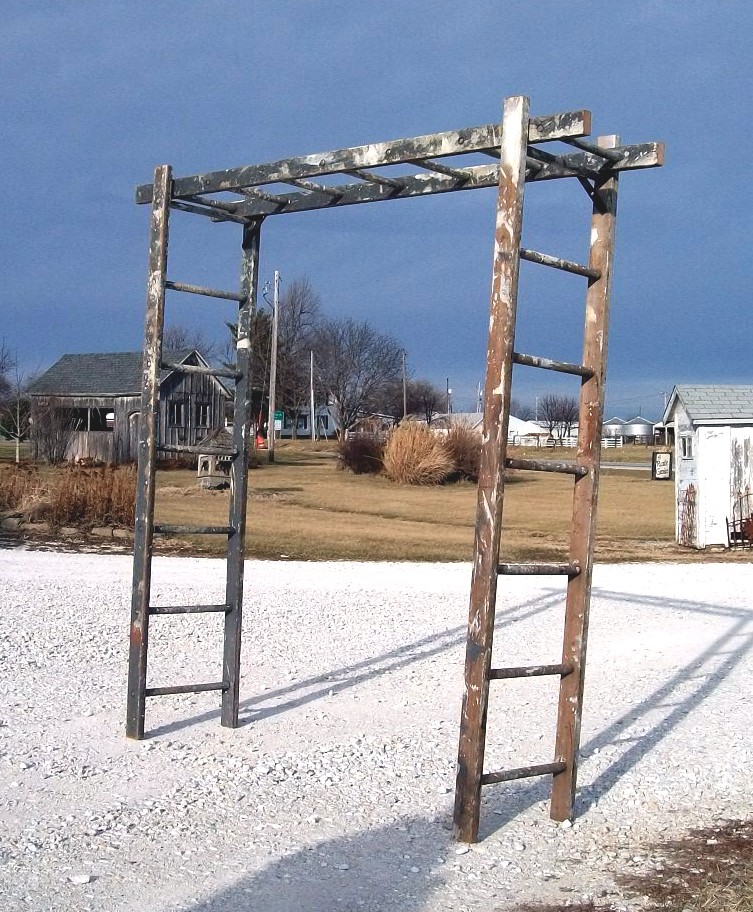 Rustic Wooden Ladder Arbor - Three 7 Rung Ladders OUT OF STOCK