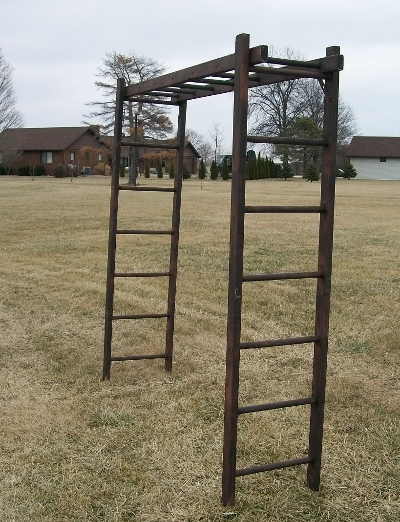 Rustic Wooden Ladder Arbor - Three 7 Rung Ladders OUT OF STOCK