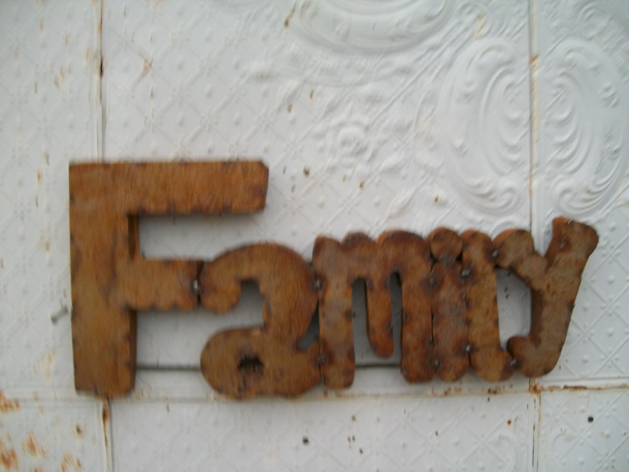 Rusty Metal Family 3D Sign Decorative Wall Art