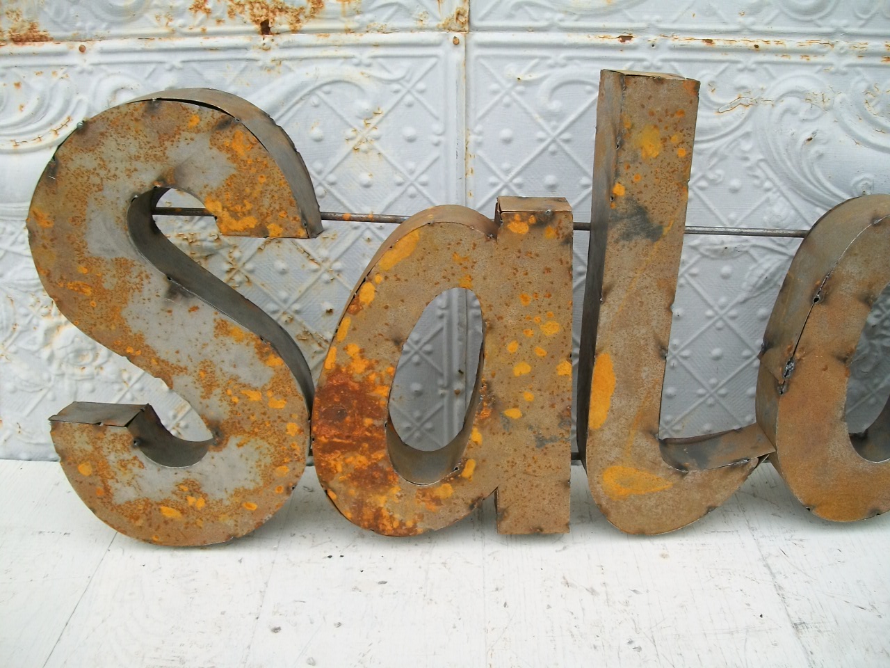 Rusty Metal Saloon 3D Sign Decorative Wall Art
