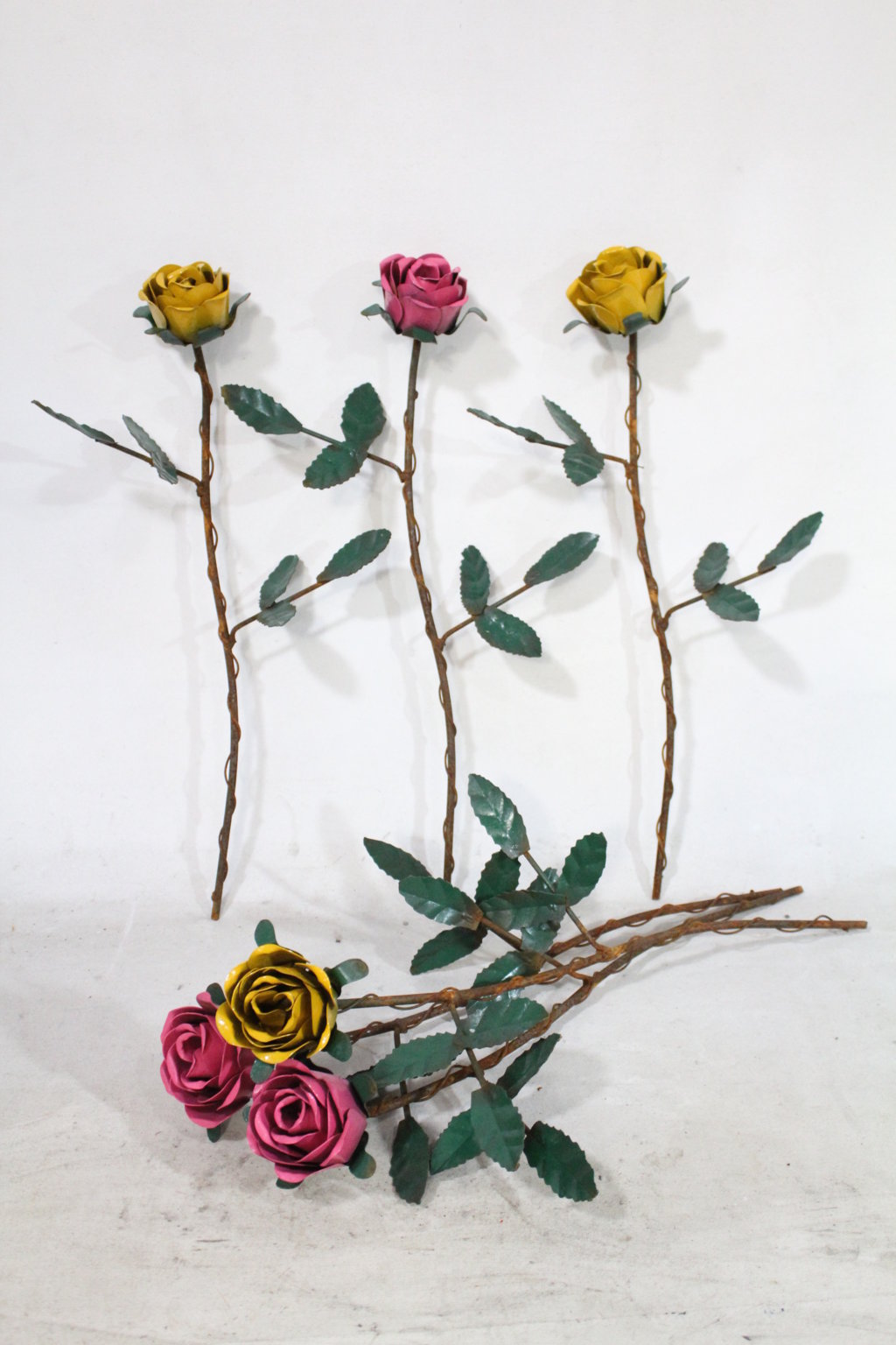 Single Rose Stake - Tin Rose - 19"