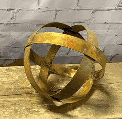 10" Small Metal Wide Band Garden Sphere - Yard Ball