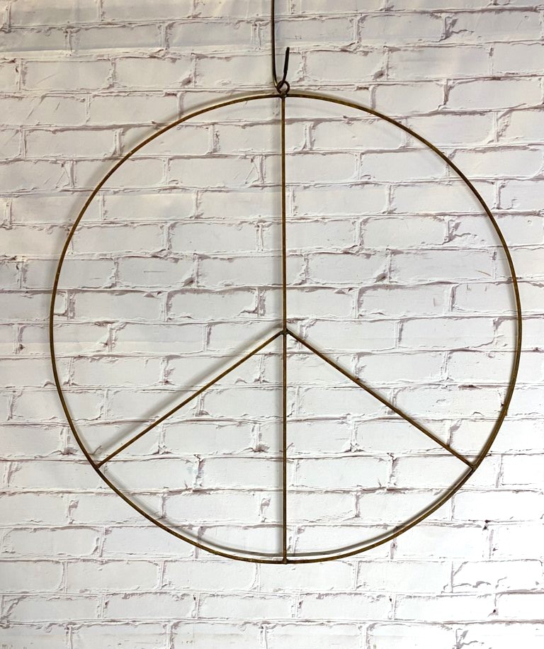 Small 25" Wrought Iron Peace Sign Hanging Wall Decoration