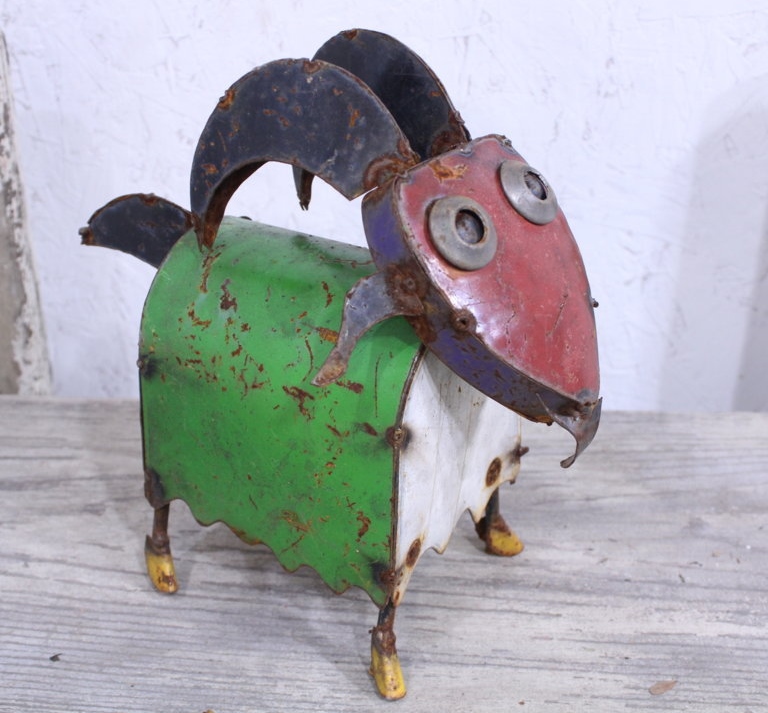 Small Metal Mountain Goat Yard Art