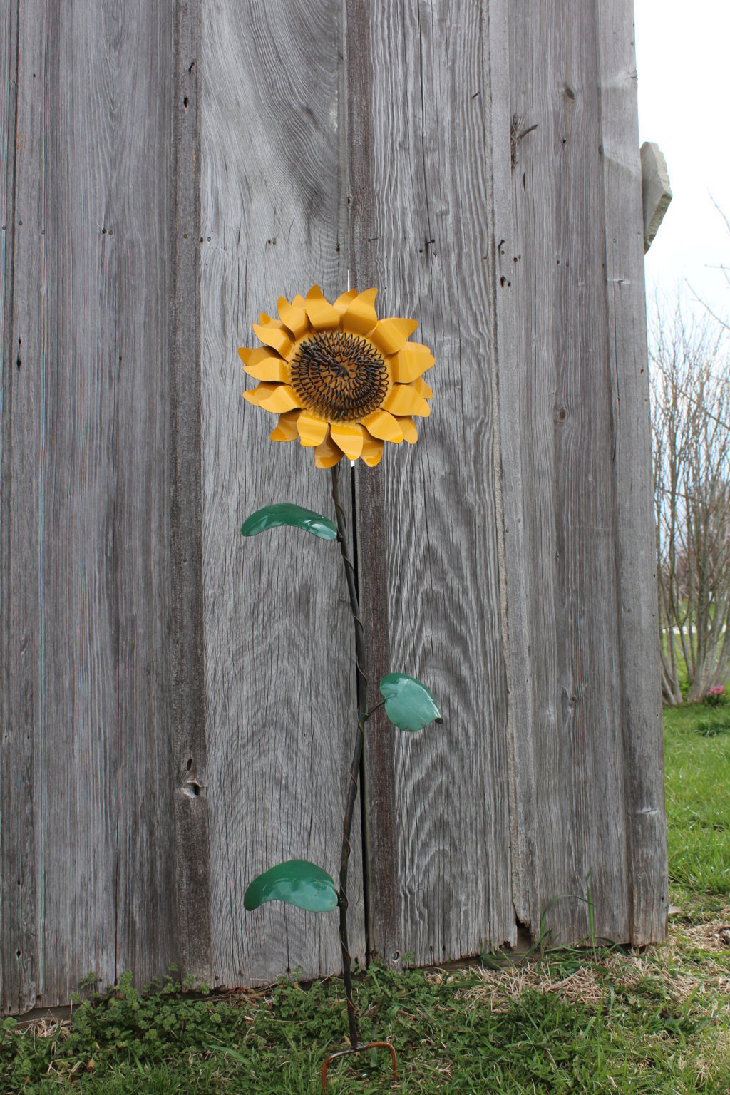 34" Small Metal Sunflower Garden Stake