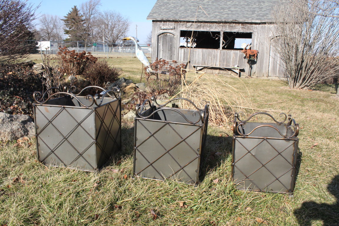 19" Small Metal Planter Decorative Container