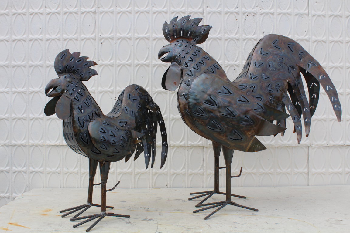 Small Recycled Metal Raymond Rooster Yard Accents